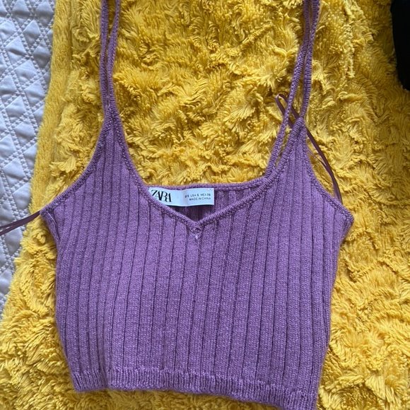 Zara | Tops | Zara Purple Knit Crop Top | Poshmark